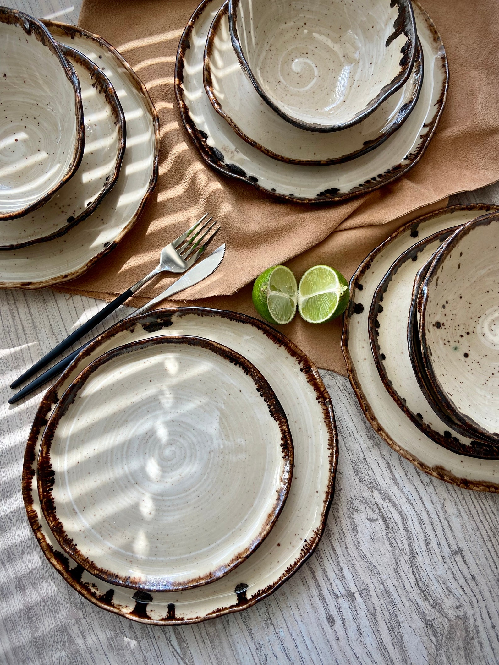 Rustic Dinnerware Set for 4 Person Stoneware Gift Set Dinner - Etsy