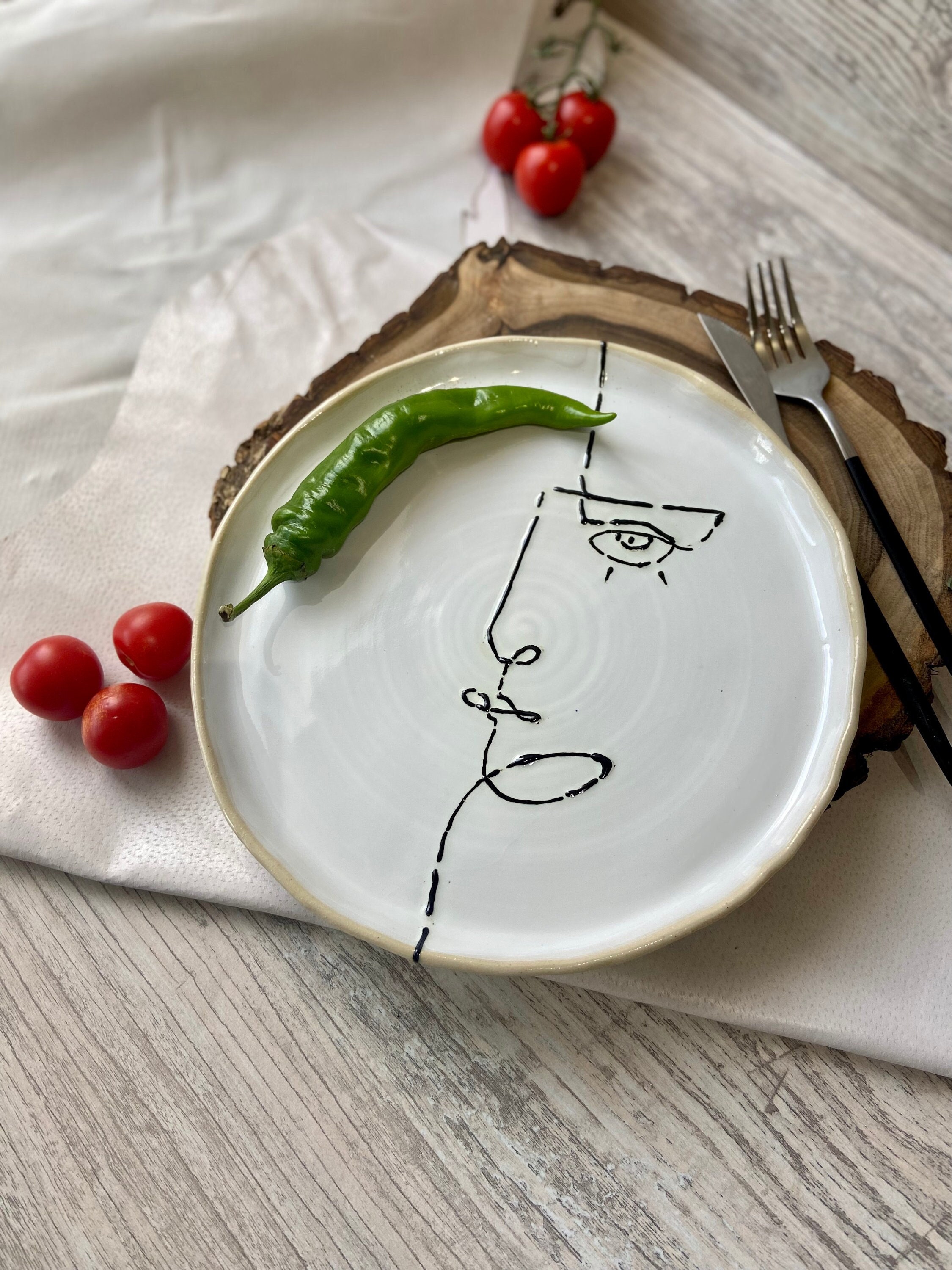 Picasso Inspired Dinner Plate 10 Ceramic Tableware - Etsy