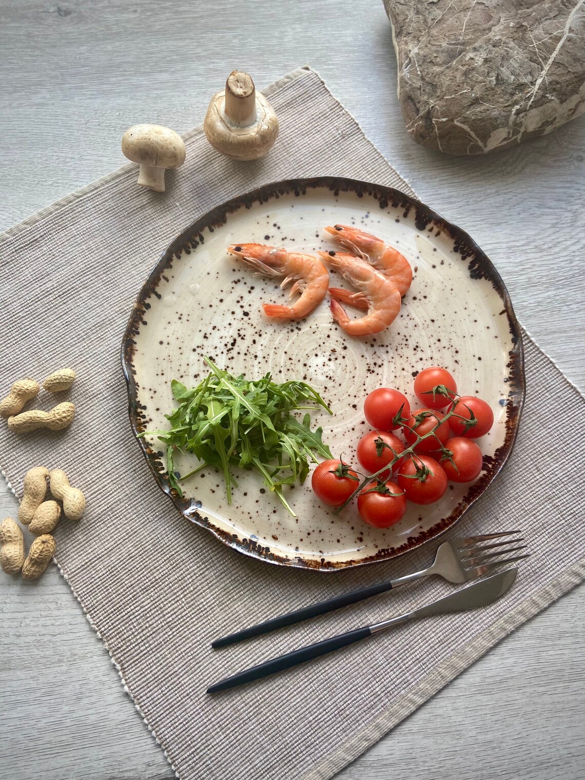 Rustic Large Serving Plate 12 Inch Natural Dinnerware Set - Etsy