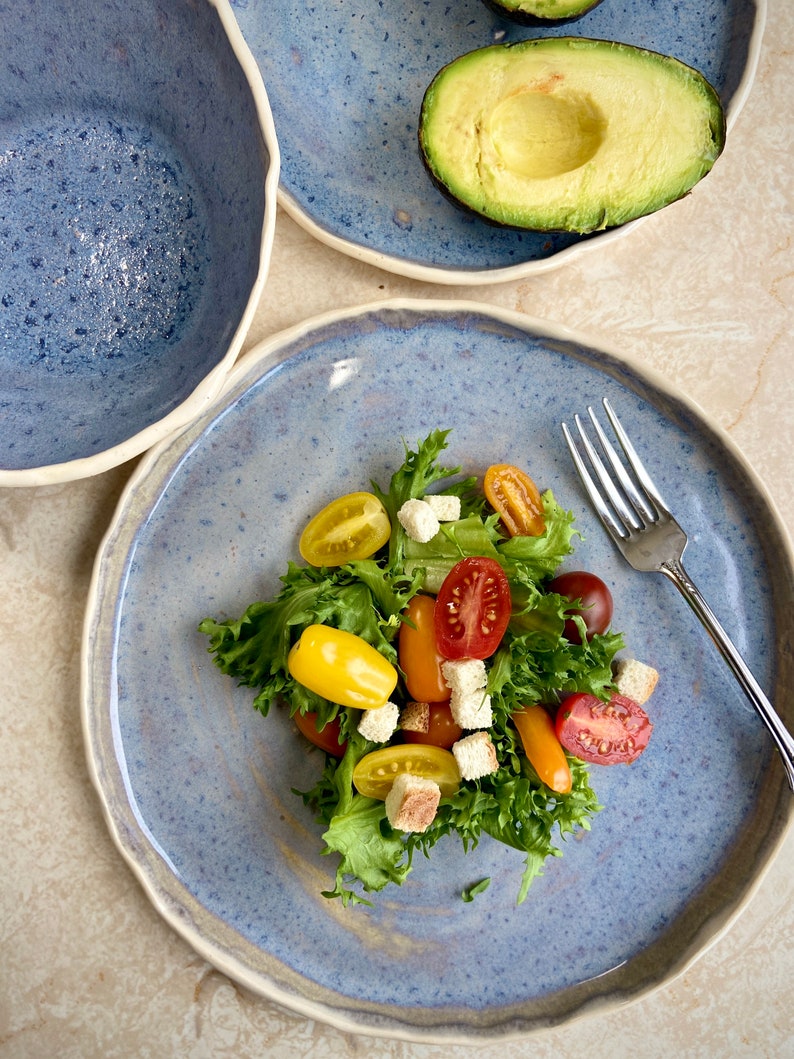 Modern Marine Dinnerware, Stoneware Dinner Snack Plates, Serving ...