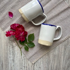 Blue Rim Coffee/tea Mug, Ceramic Cup, White and Blue Tableware Tea Set ...