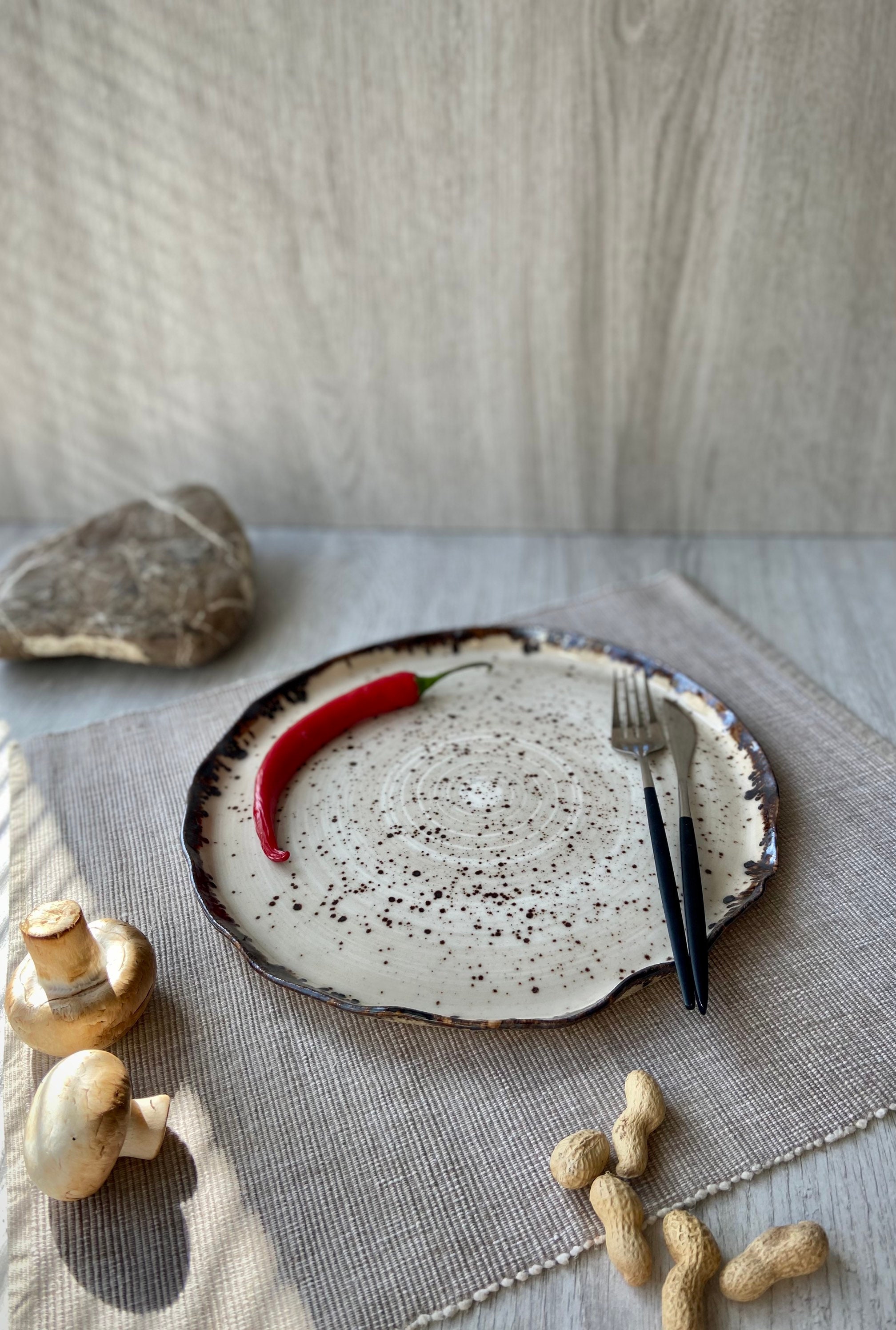 Rustic Large Serving Plate 12 Inch Natural Dinnerware Set - Etsy