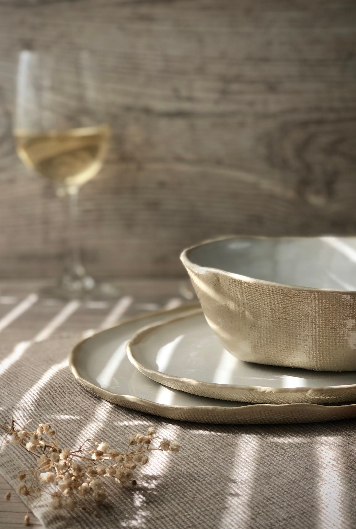 White dinnerware set of dinner plate snack/dessert plate and | Etsy