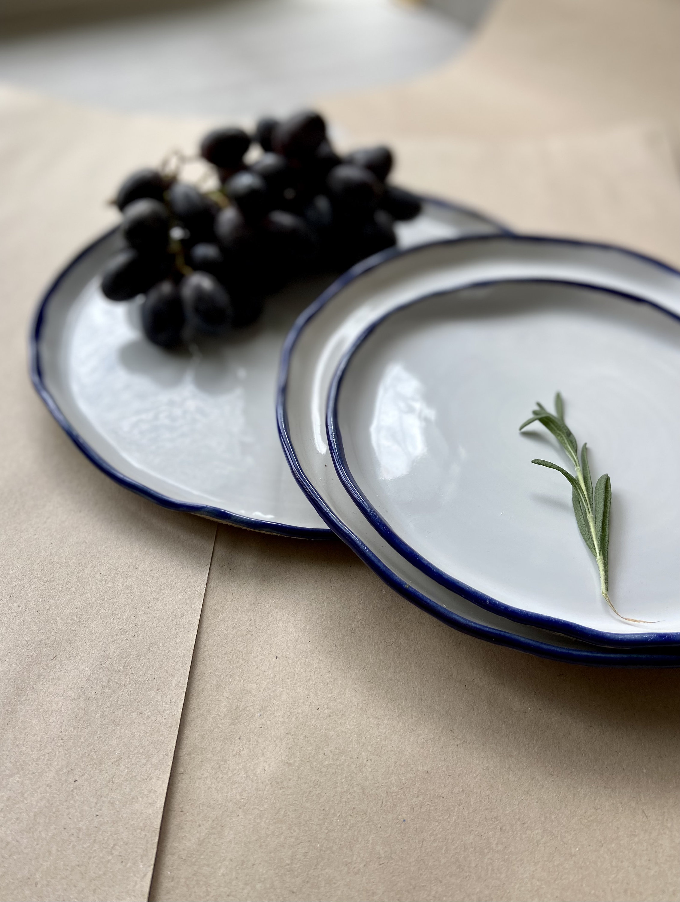 Blue Rim Dinner Plate 10 Ceramic Stoneware Plate - Etsy