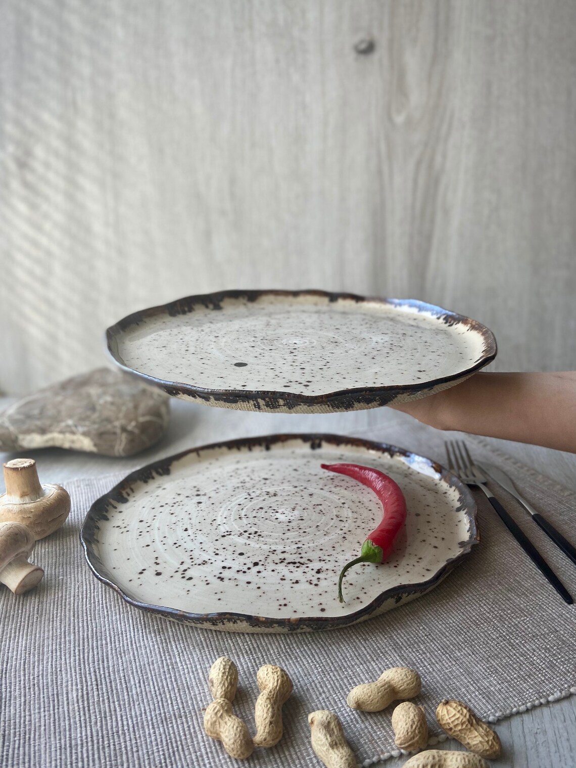 Rustic Large Serving Plate 12 Inch Natural Dinnerware Set - Etsy