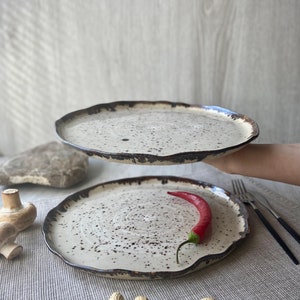 Rustic Large Serving Plate 12 Inch, Natural Dinnerware Set, Unique ...