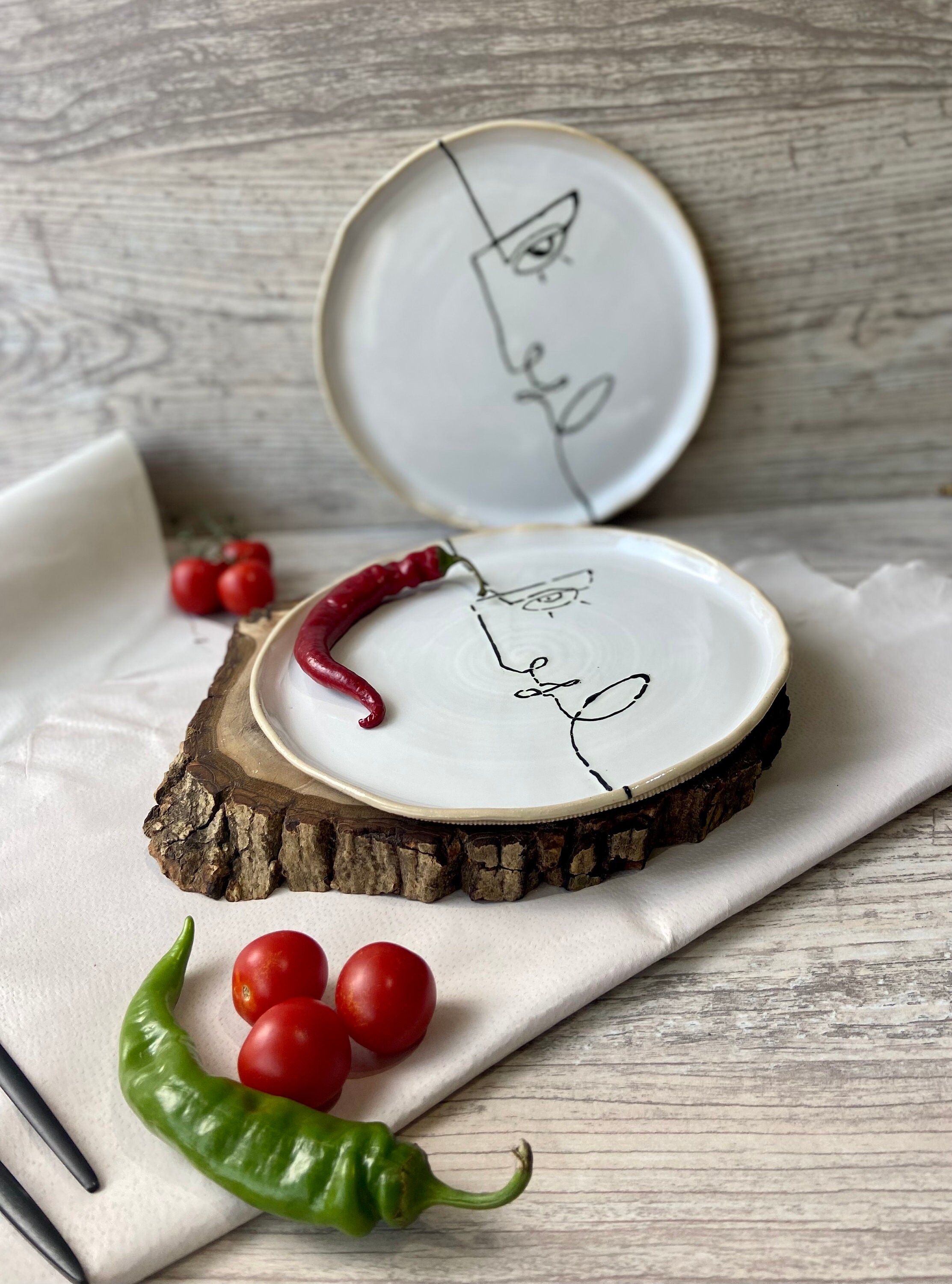 Picasso Inspired Dinner Plate 10 Ceramic Tableware | Etsy