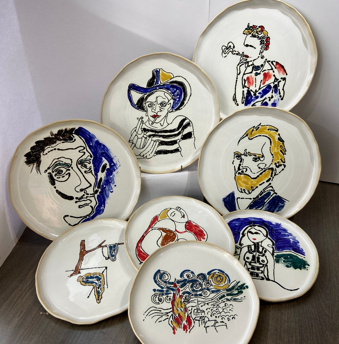 Artist Portrait Ceramic Plate Set: Contemporary Dinnerware - Etsy