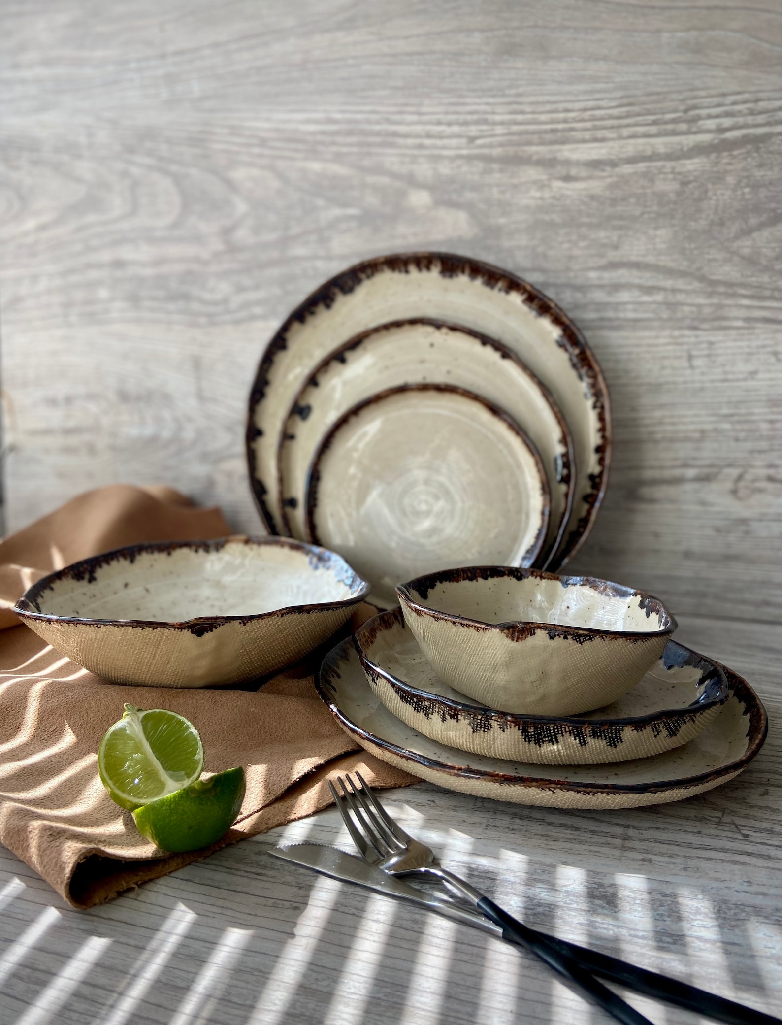 Rustic Dinnerware Stoneware Dinner Side Snack Plates Serving - Etsy ...