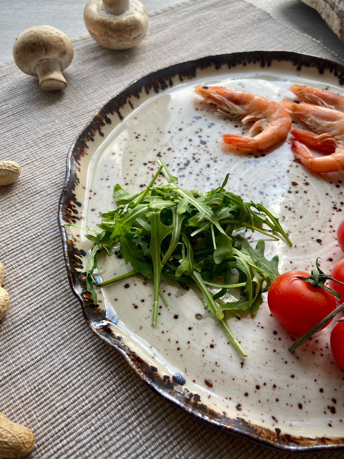 Rustic Large Serving Plate 12 Inch Natural Dinnerware Set - Etsy