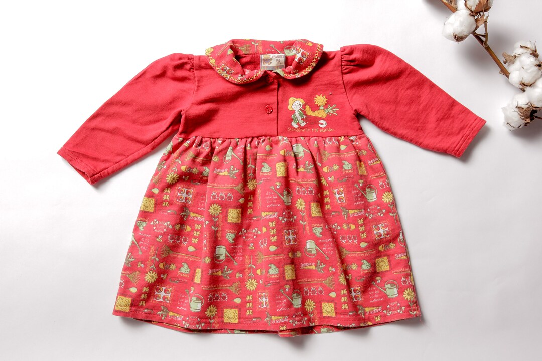 Vintage Babydoll Dress 90s Baby Clothes Cotton Patterned Summer Dress ...