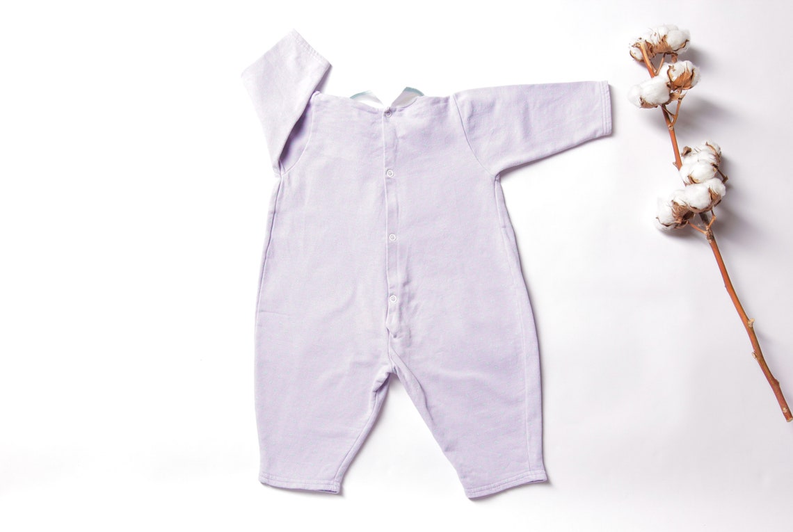Vintage Baby Overalls 90s Pastel Purple Romper Bodysuit Unitard ...