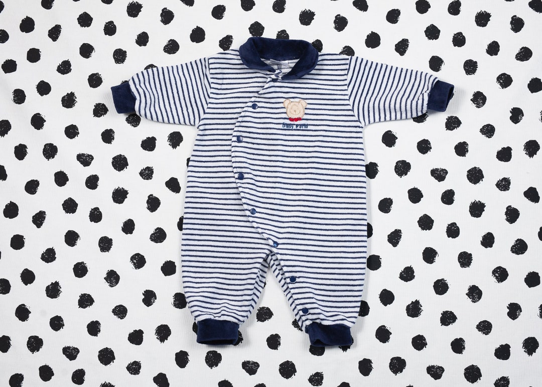 Vintage 90s Baby Clothes Age 3 - 4 Months Size 62 Velvet Romper Suit ...