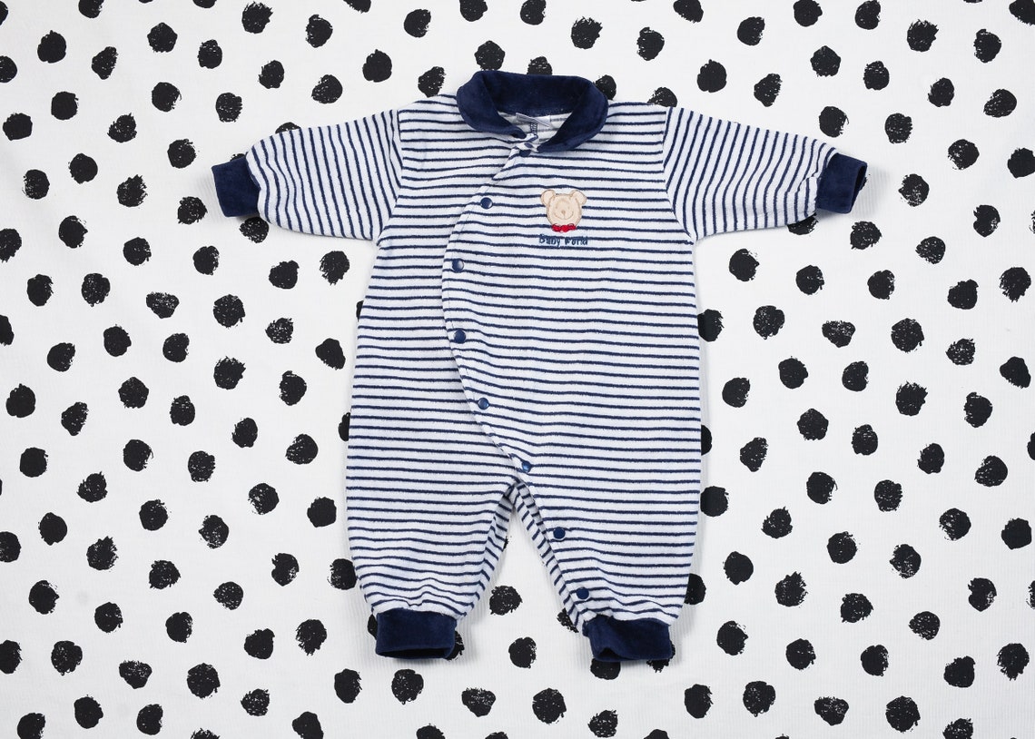 Vintage 90s Baby Clothes Age 3 - 4 Months Size 62 Velvet Romper Suit ...