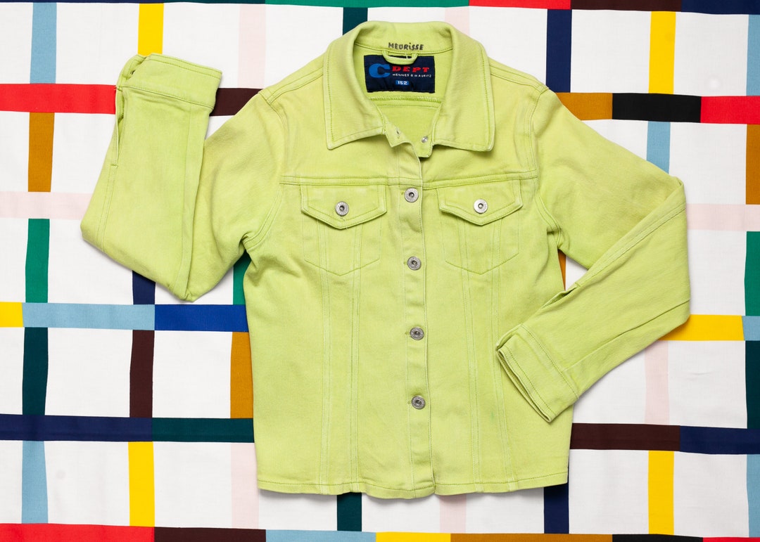 90s Girls Denim Jacket . Age 11 - 12 Vintage H&M Girls Colored Green ...