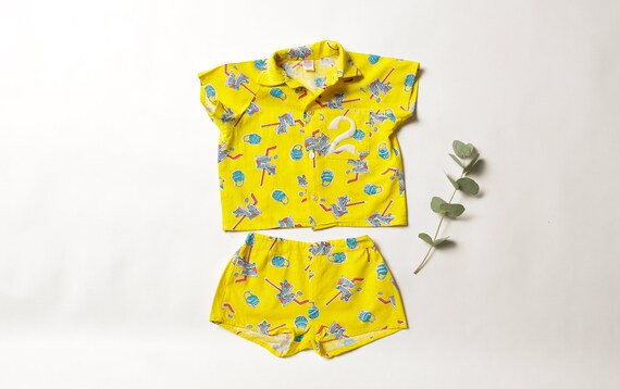 Vintage Baby Clothes 70s Two Piece Set Shorts and Shirt Hockey - Etsy