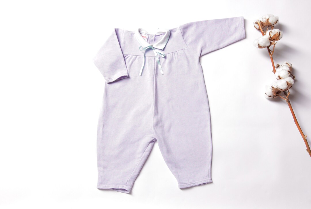 Vintage Baby Overalls 90s Pastel Purple Romper Bodysuit Unitard ...