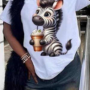 Good Morning Cute Zebra With Coffe Clipart | 300 DPI PNG Digital ...