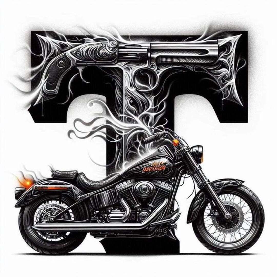 Black T Font With Chopper Biker Graphic, 300 DPI PNG, Biker Shirt ...