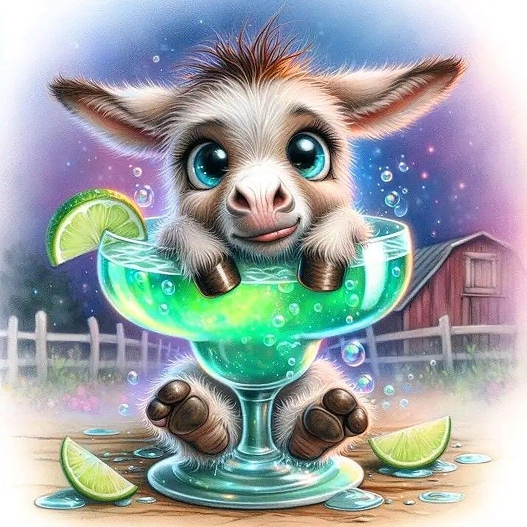 Cute Donkey in a Cup Clipart | High Quality 300 DPI JPG, Digital ...