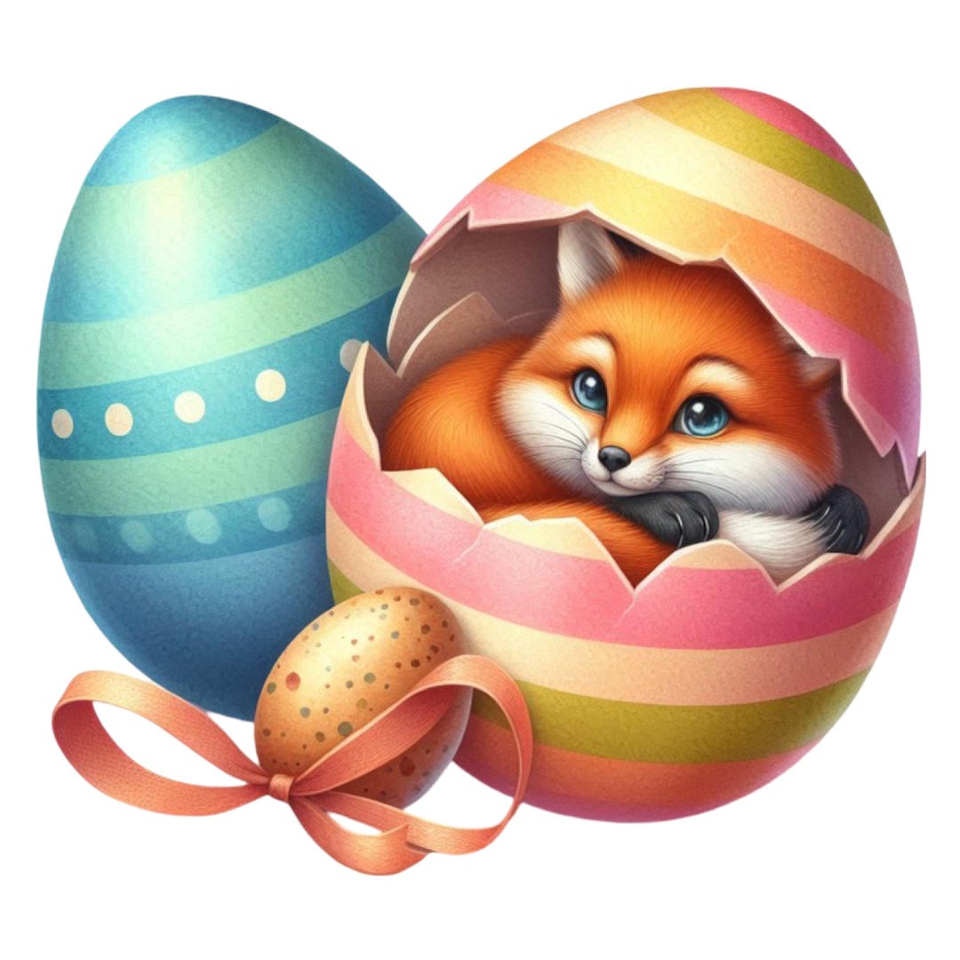 Easter Fox Clipart, Easter, Printable Watercolor Clipart, High Quality ...