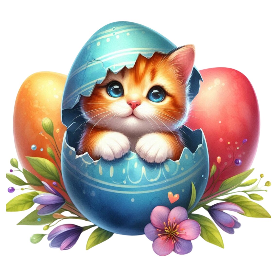 Easter Cat Clipart, Easter, Printable Watercolor Clipart, High Quality ...