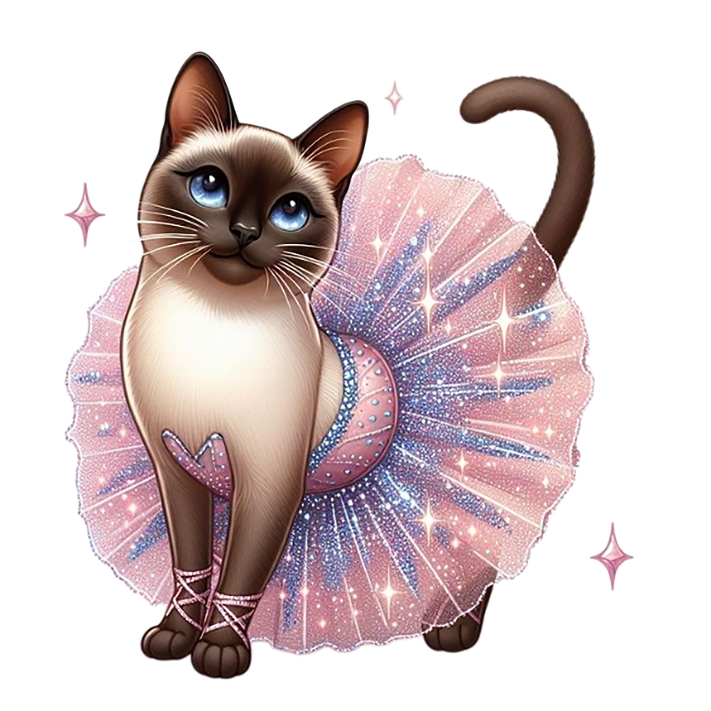 Adorable Ballet Cat Clipart Siamese Tabby Ballerina PNG, Cute Kitten ...