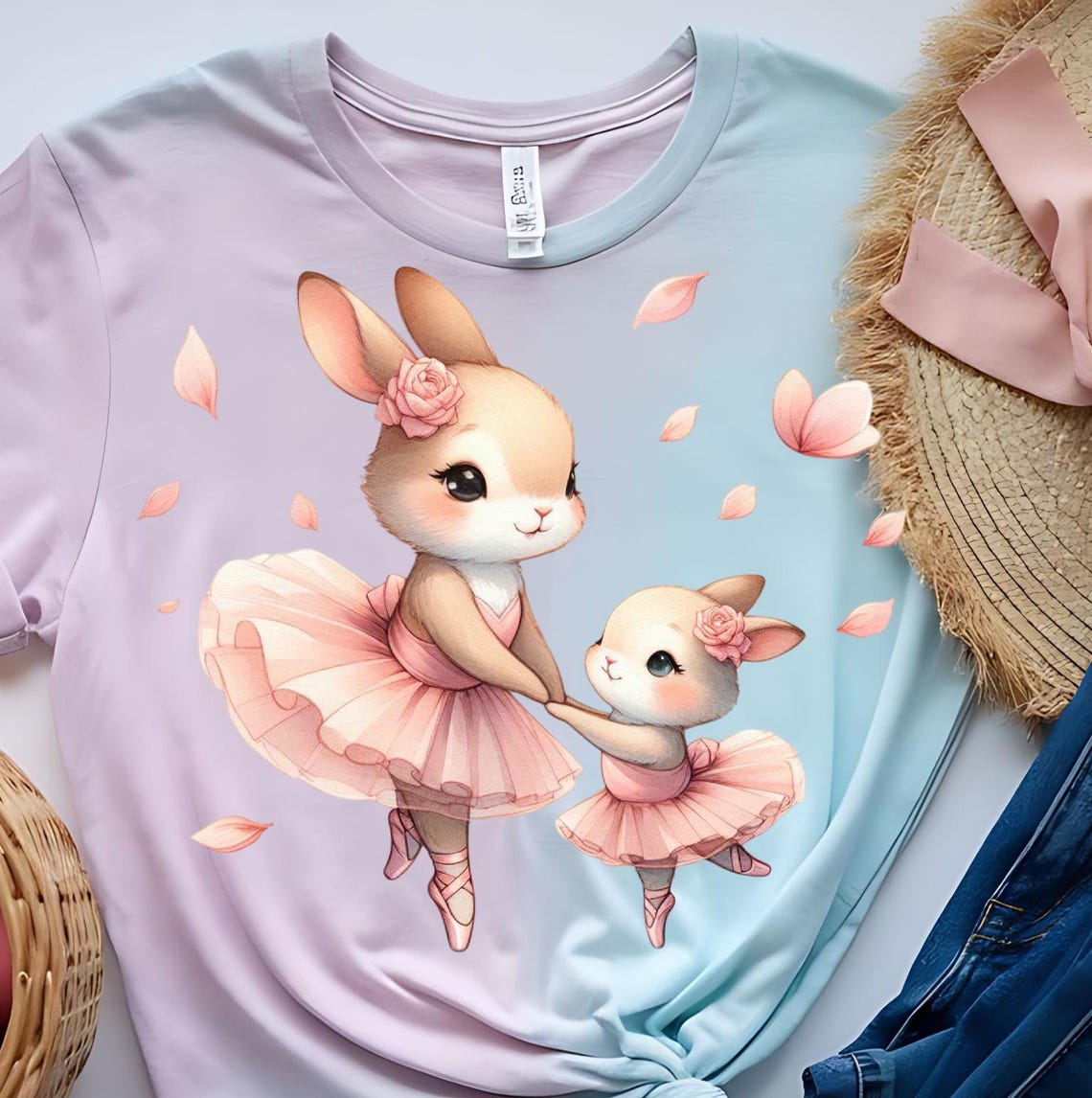 Cute Ballet Rabbit Animals Mother's Day Clipart Mom Shirt Png Gift for ...