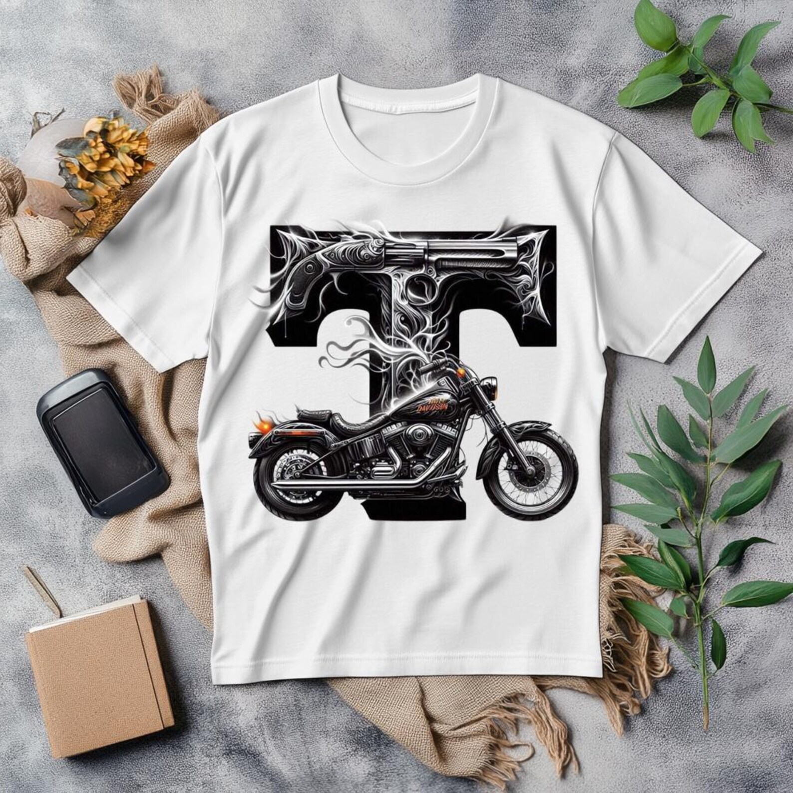 Black T Font With Chopper Biker Graphic, 300 DPI PNG, Biker Shirt ...