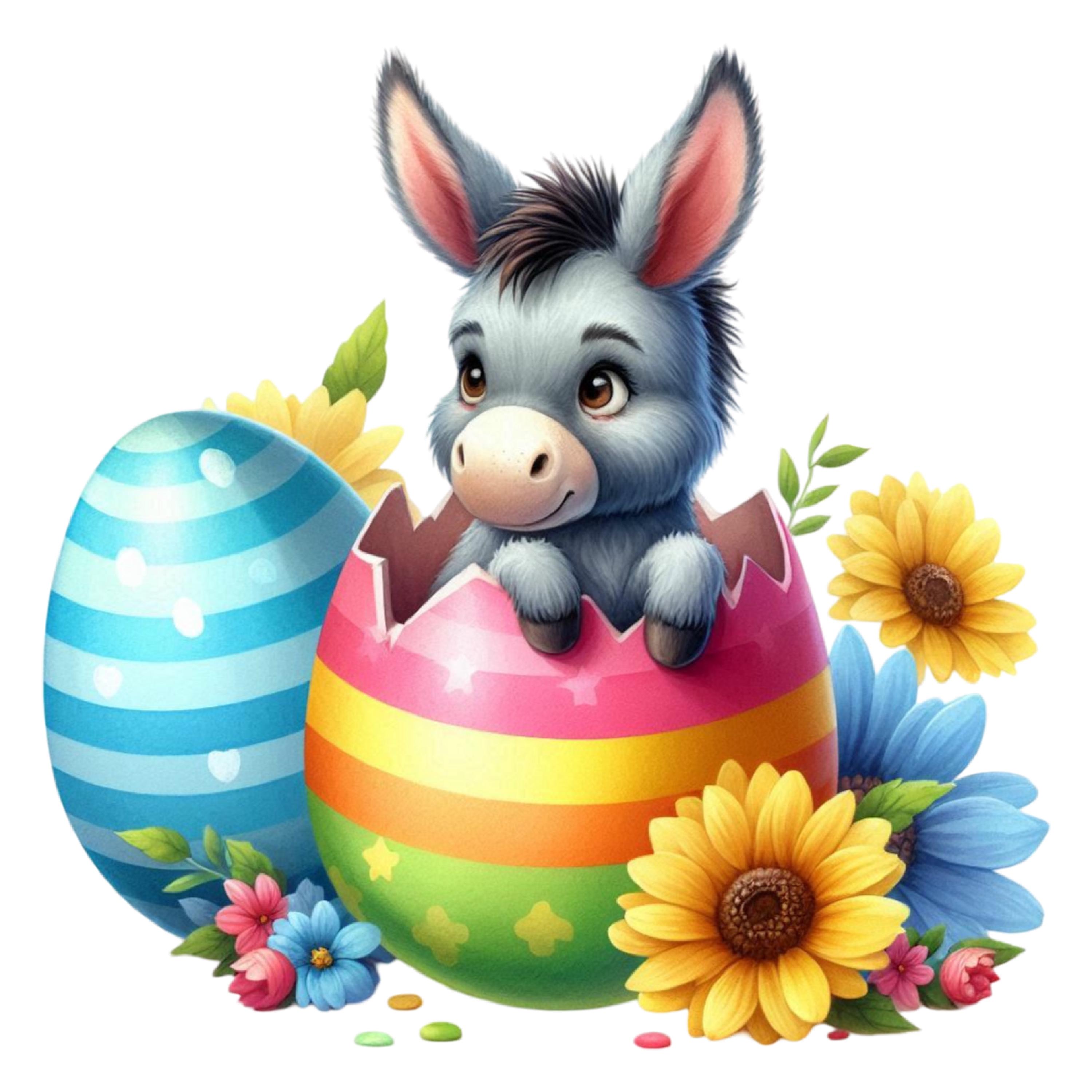 Easter Donkey Clipart, Easter, Printable Watercolor Clipart, High ...