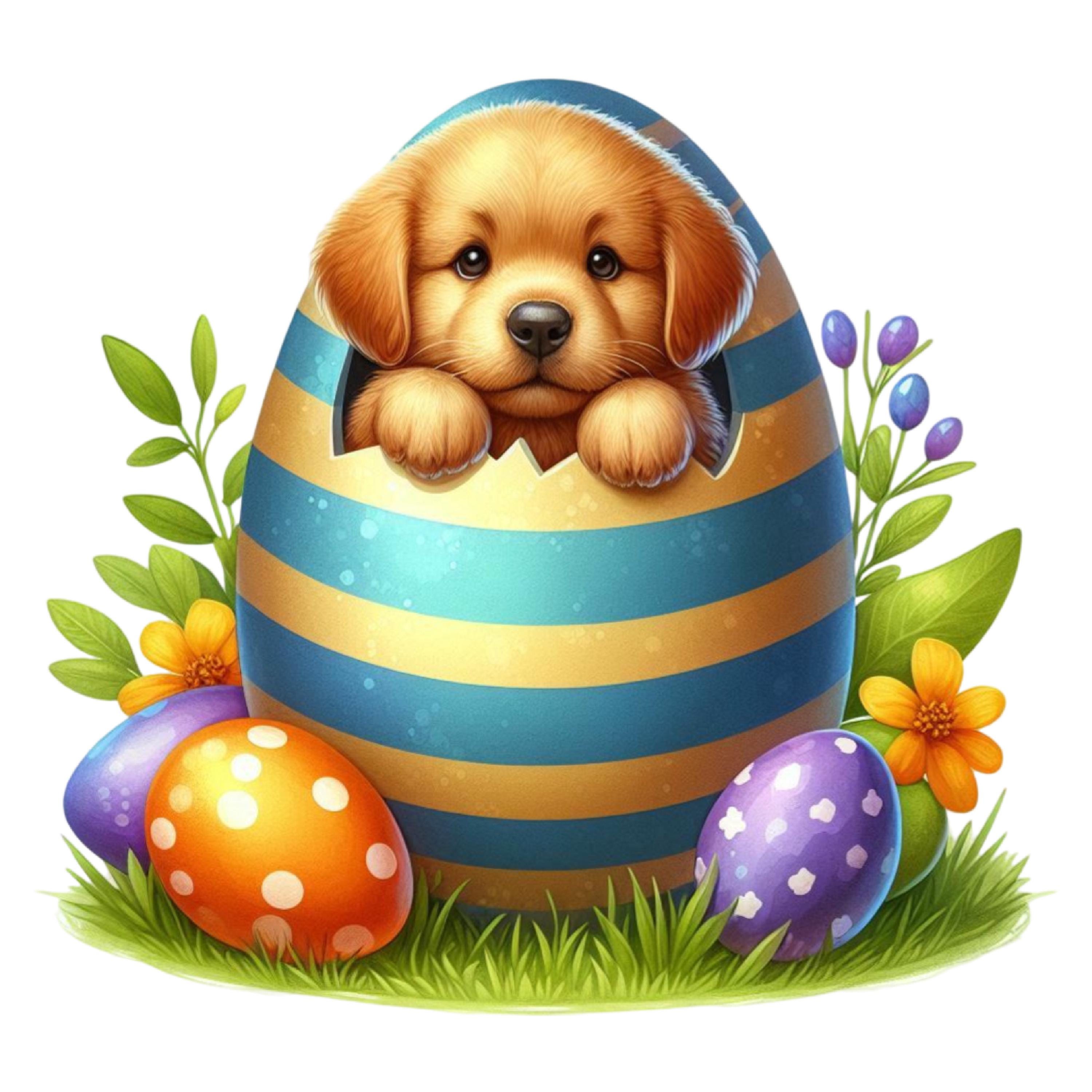 Puppy Clipart, Easter, Printable Watercolor Clipart, High Quality PNG ...