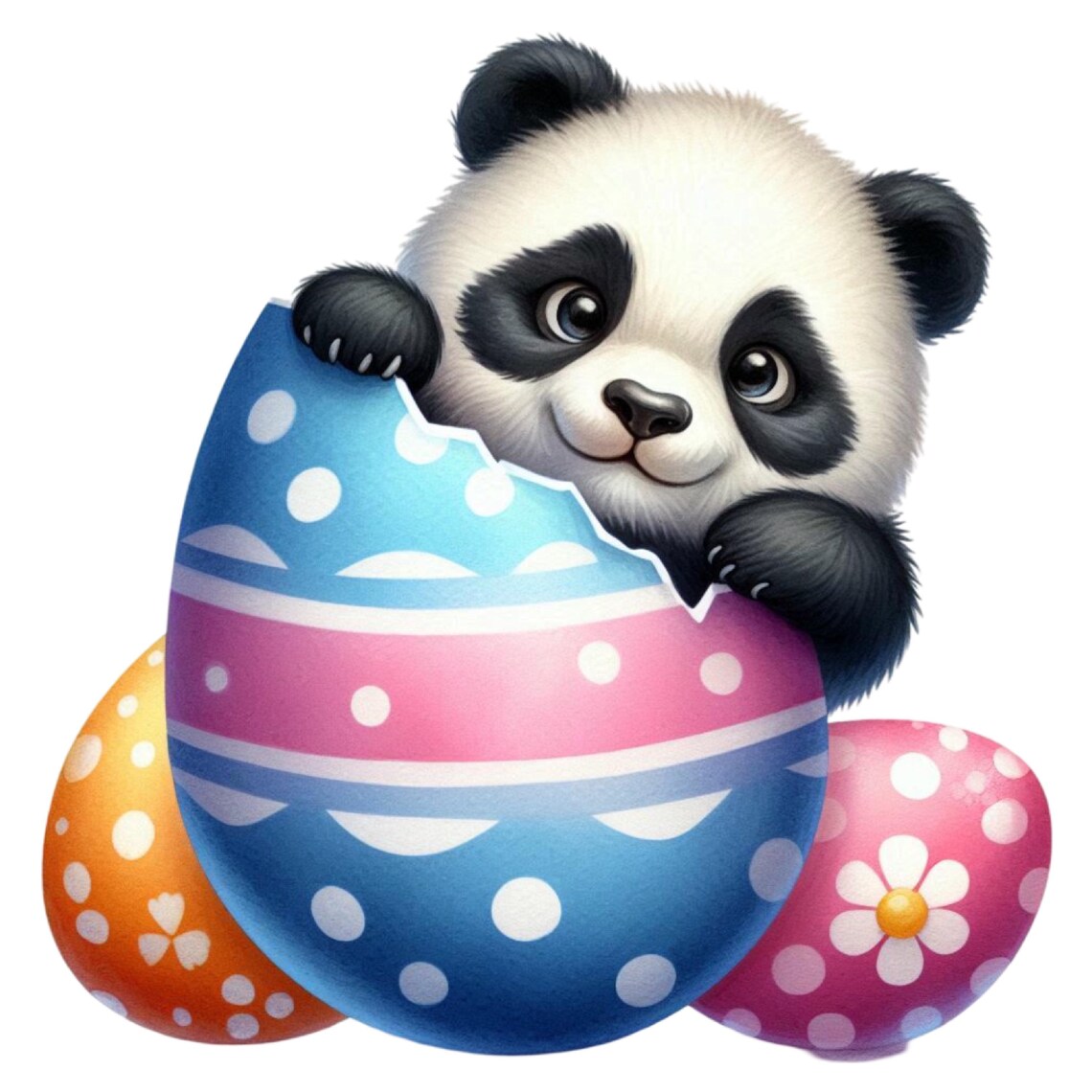 Easter Panda Clipart, Easter, Printable Watercolor Clipart, High ...