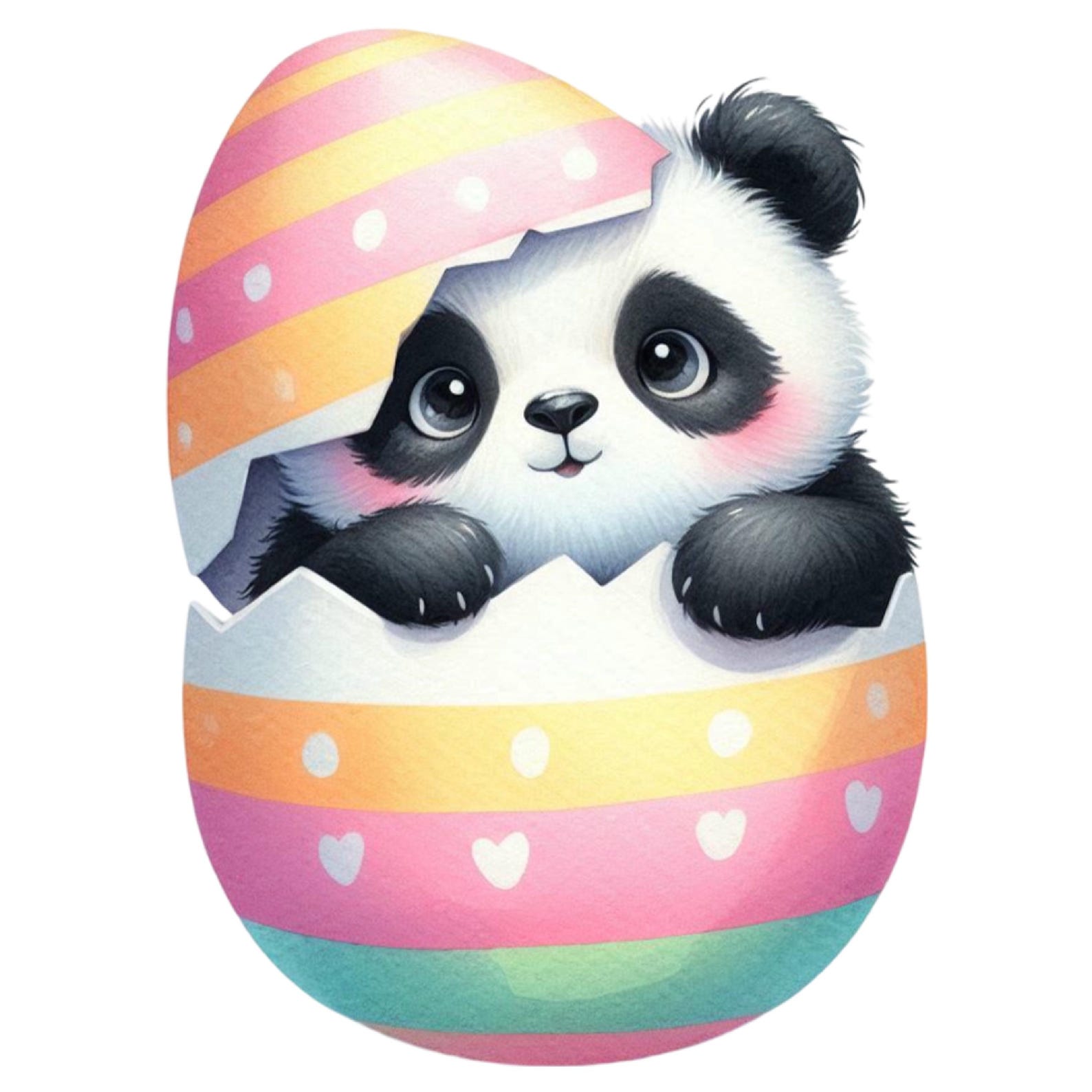 Cute Panda Drawing Clipart, Egg in Panda, Easter, Printable Watercolor ...
