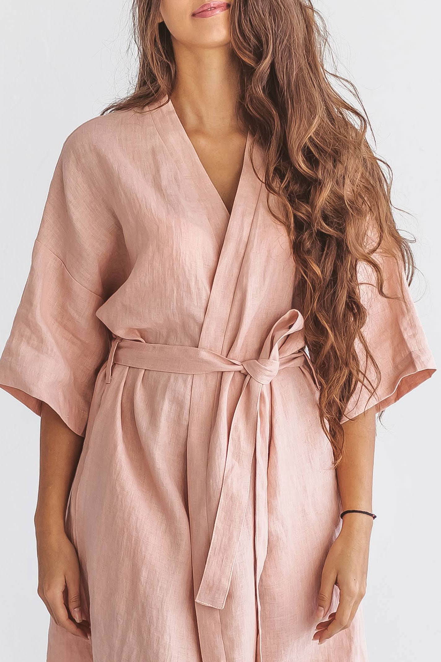 TERESA Linen Kimono Robe Linen Wrap Dress Kimono Dress With - Etsy