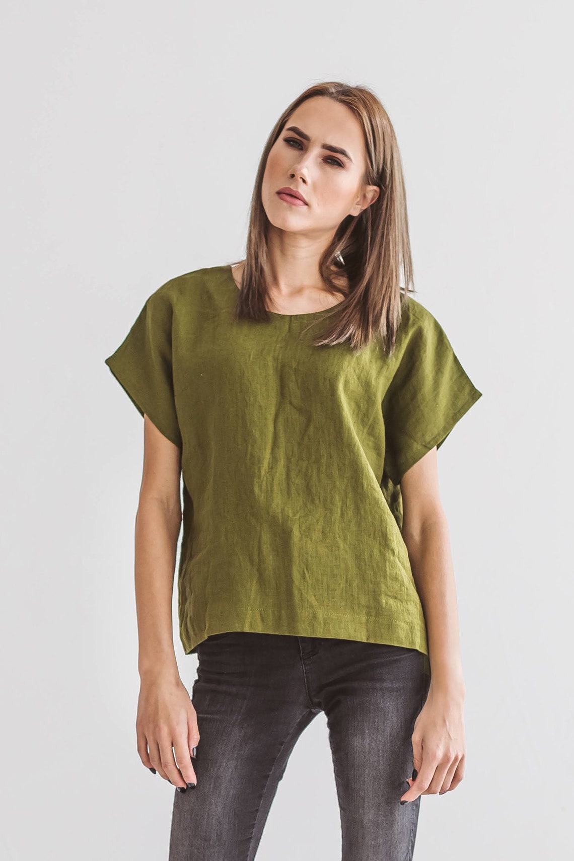 CINDY Women Linen Top With Sleeves Summer Blouse - Etsy