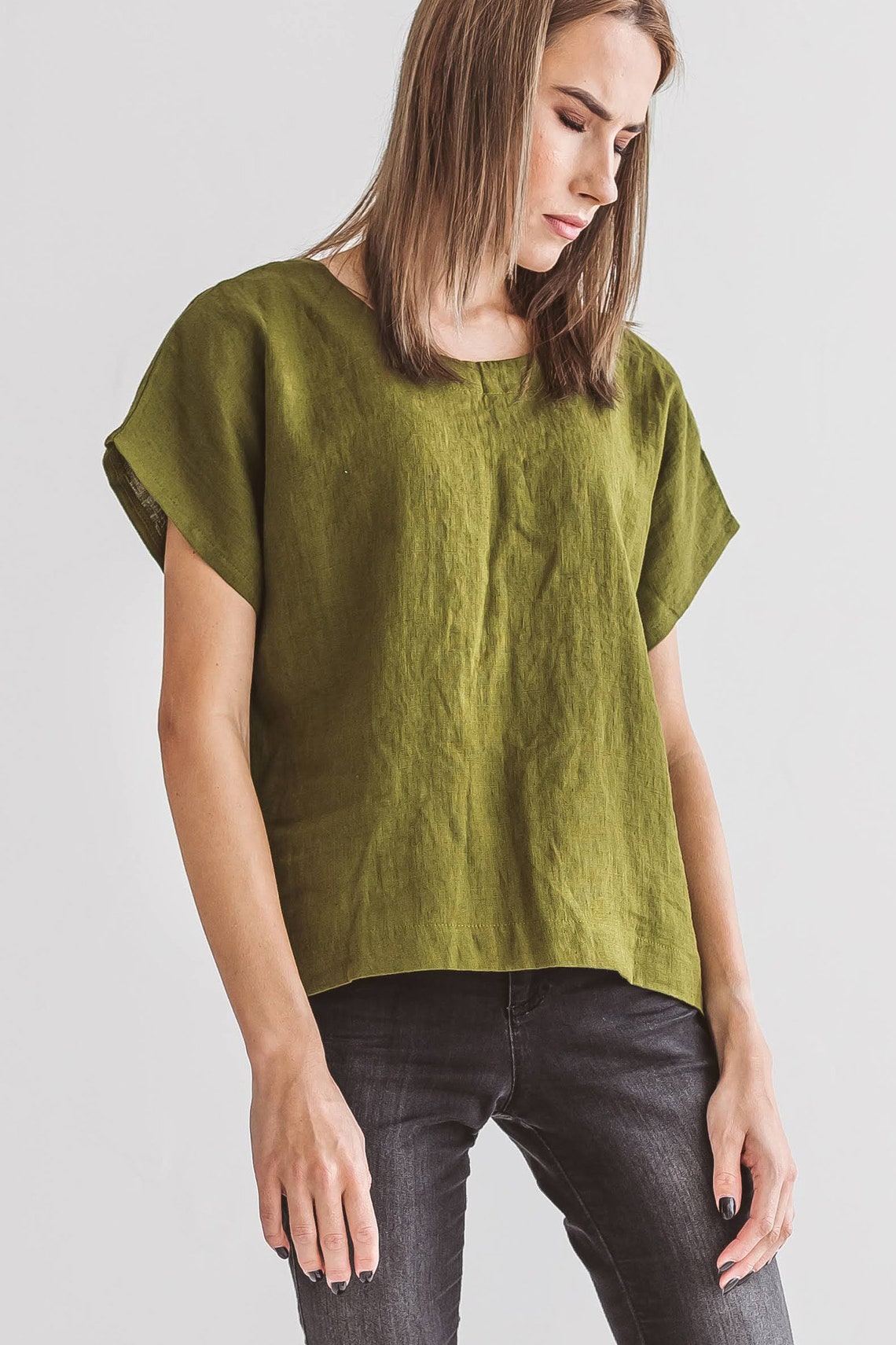 CINDY Women Linen Top With Sleeves Summer Blouse - Etsy