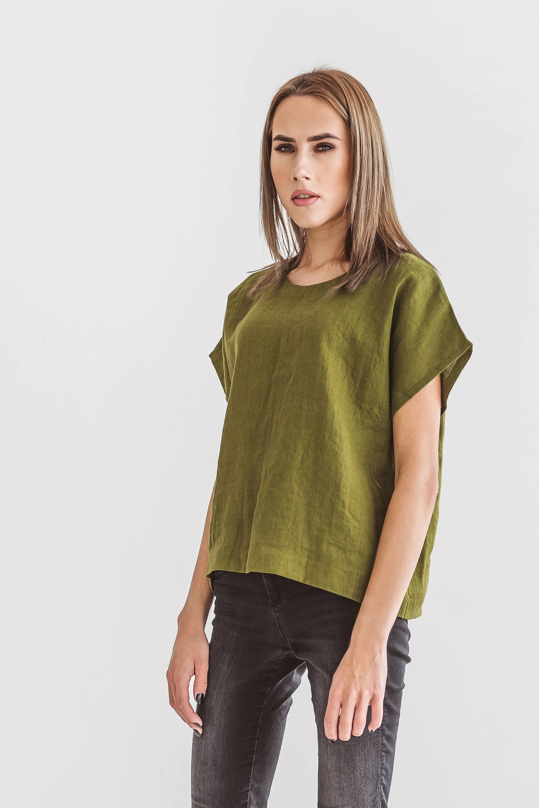 CINDY Women Linen Top With Sleeves Summer Blouse - Etsy