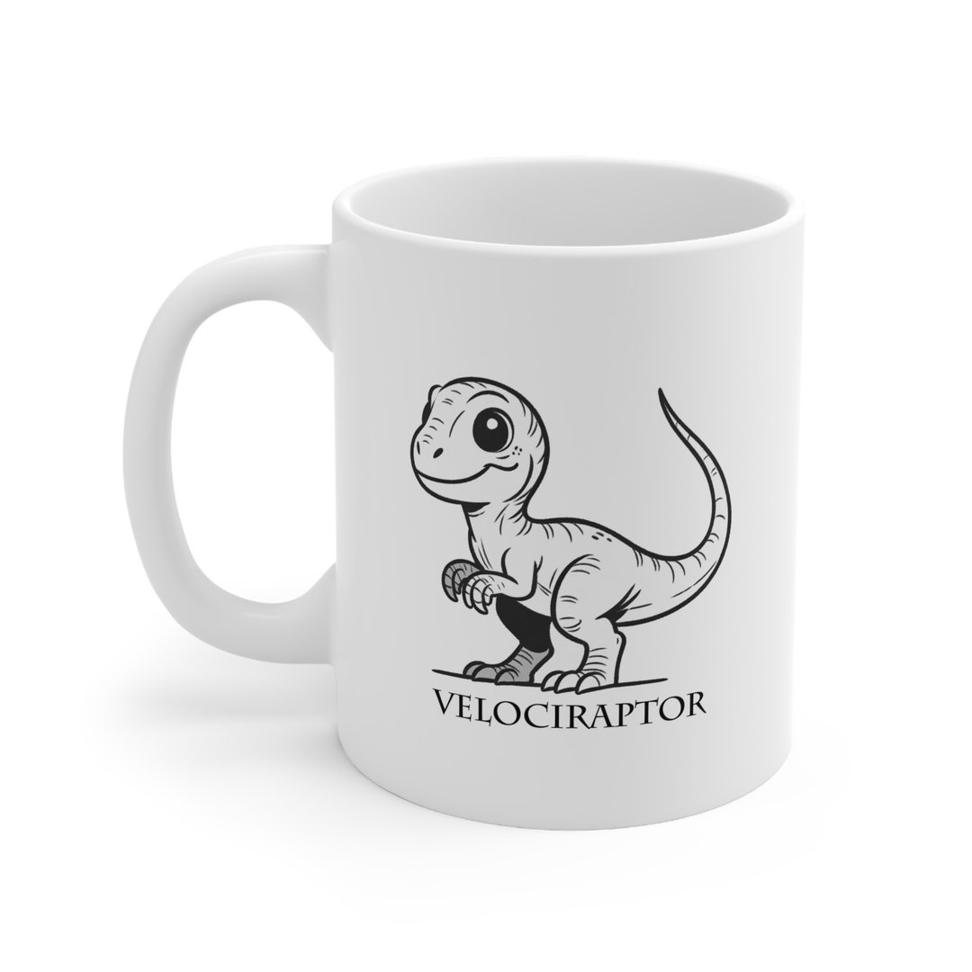 Velociraptor Ceramic Mug 110z, Coffee Mug, Tea, Gift, Present, Dinosaur ...