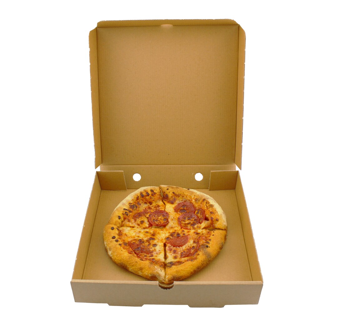 Cardboard Boxes Pizza / Takeaway Box With Rear Vent Holes 9 X 9 X 1.75 ...
