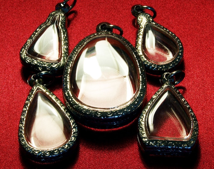 Clear Glass Locket Pendant Necklace Silver Large Round Sterling Silver ...