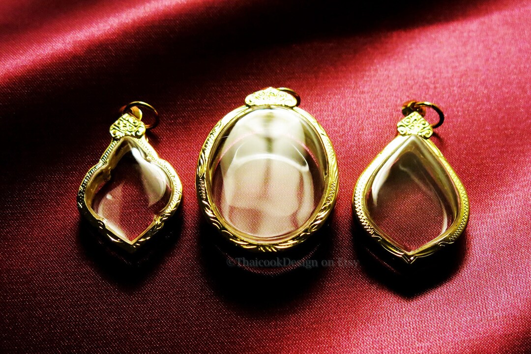 Engraved Goldtone Shadow Box Pendants, Display Case, Botanical Pendants ...