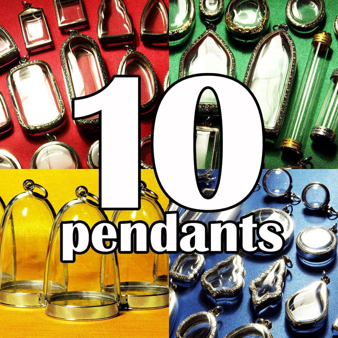 10 Randomly Selected Fillable Pendant Supplies Jewelry Terrariums Thai ...