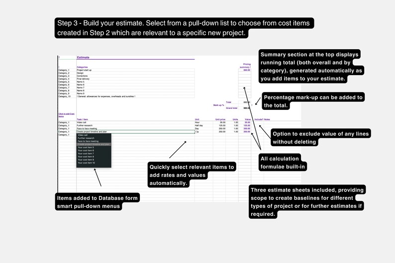 Pricing Estimate Spreadsheet for Freelancers. Billable Time Calculator for Service Business - Etsy