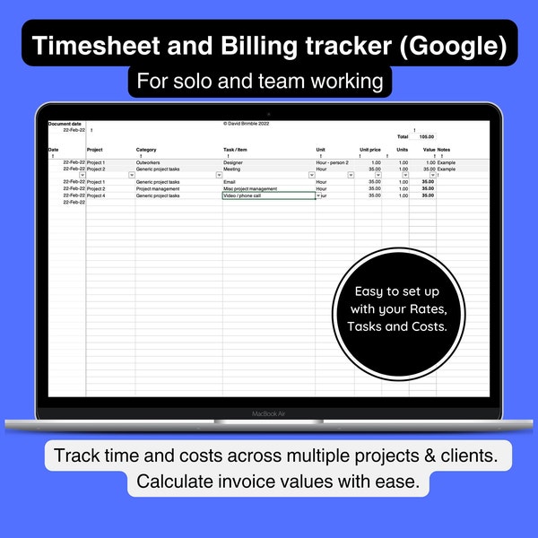 Timesheet Google Sheet - Etsy