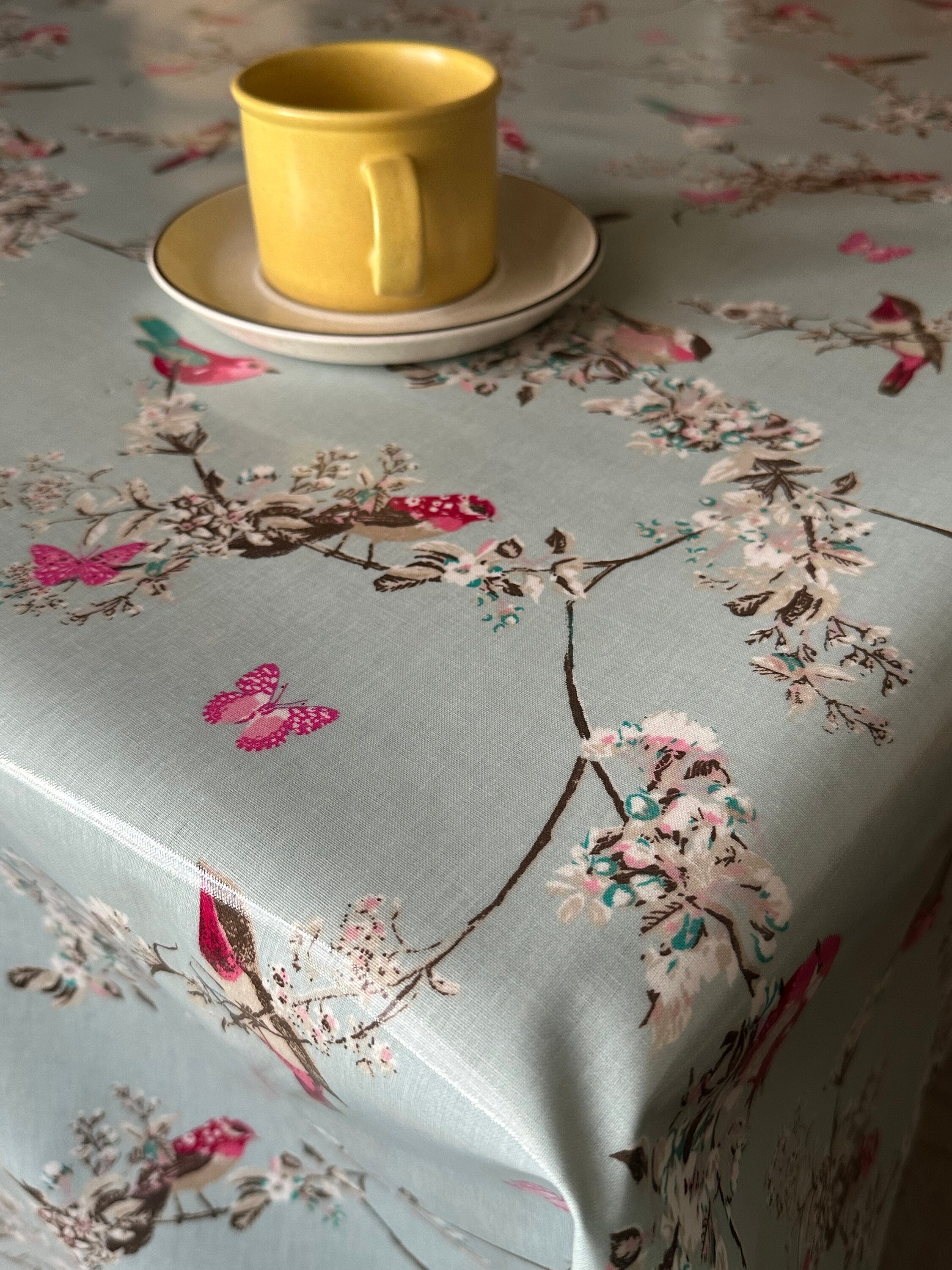 Wipeable Pretty Bird Design PVC Tablecloth - Etsy