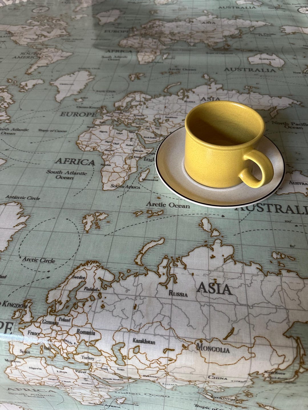 Wipeable World Map Design Tablecloth - Etsy