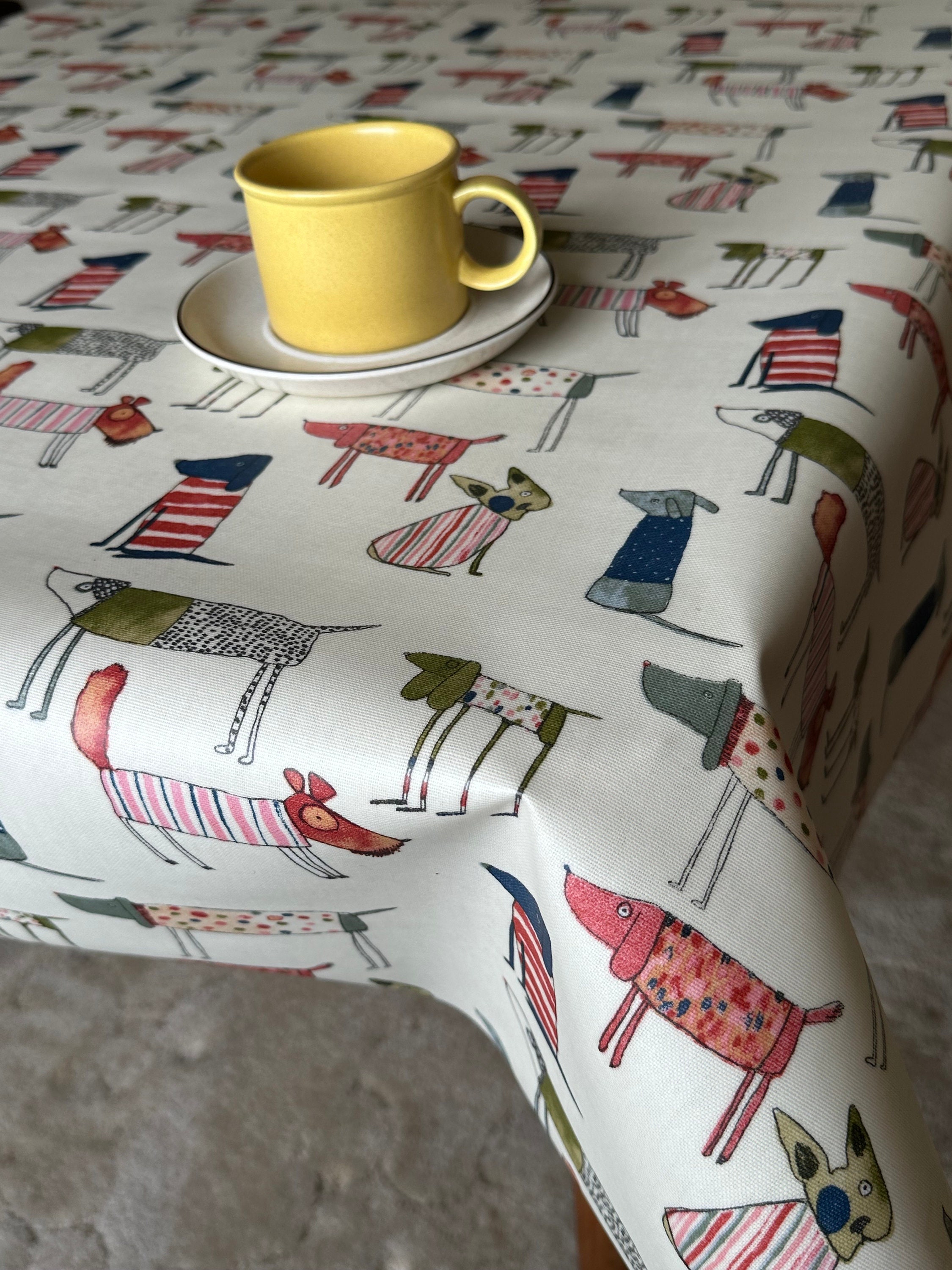 Wipeable Quirky Dog Design PVC Tablecloth - Etsy