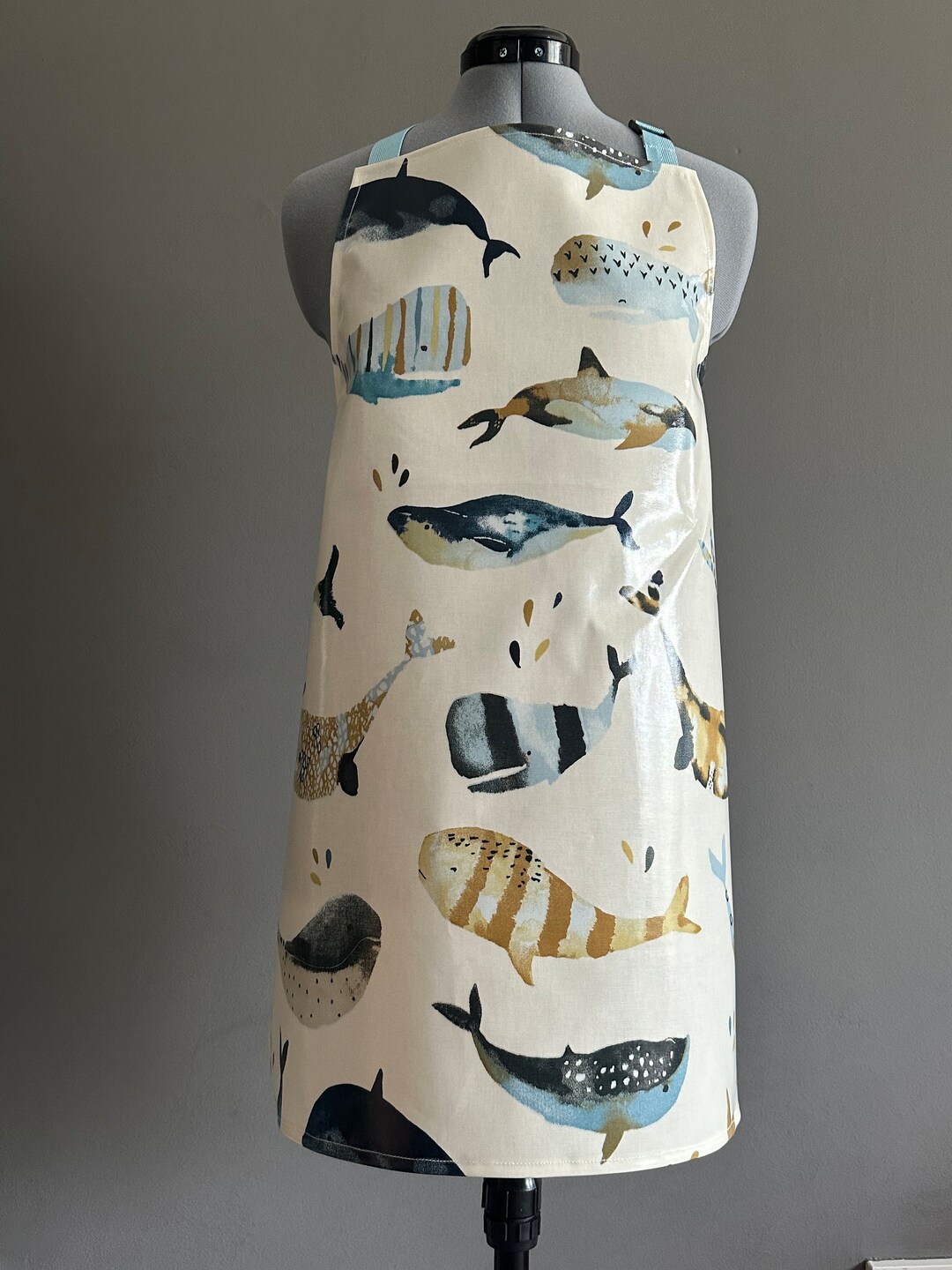 Wipeable Cream Whale Apron - Etsy