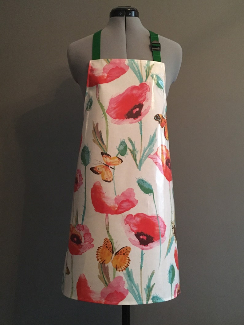 Wipeable Poppy Field PVC Apron - Etsy