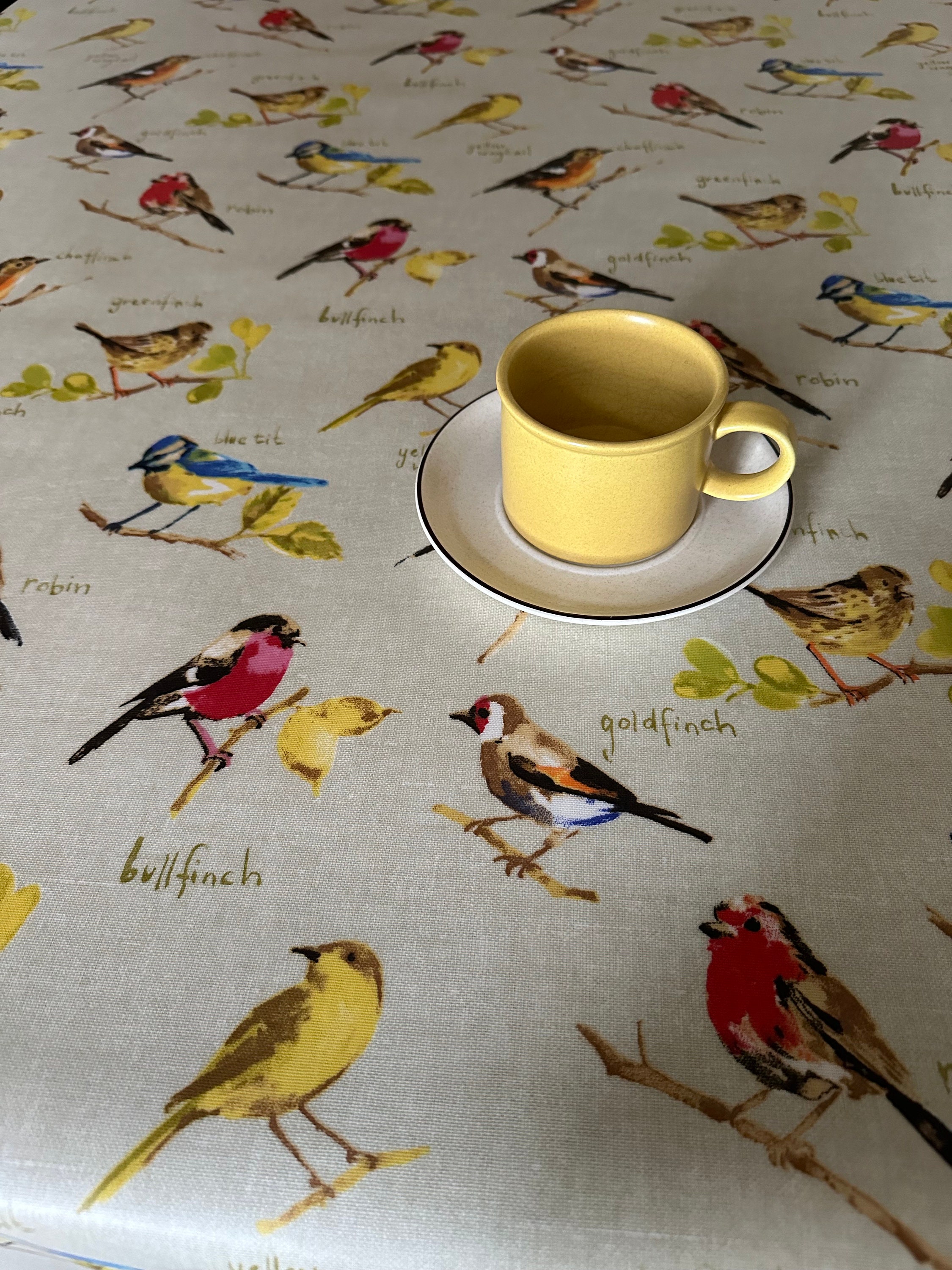 Wipeable Garden Bird Design PVC Tablecloth - Etsy